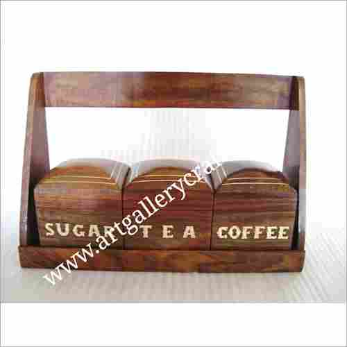 Wooden Coffee Sugar And Tea Box Set at Best Price in Bijnor | Art Gallery